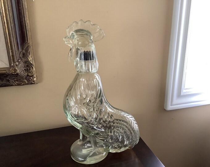 Glass Rooster Decanter Clear Glass Chicken Decanter - Etsy