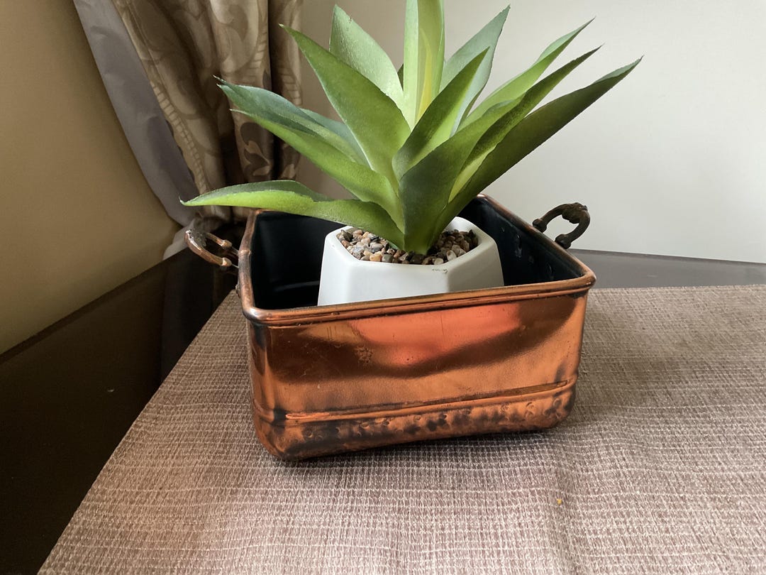 Double Handle Copper Bowl Planter Dish - Etsy