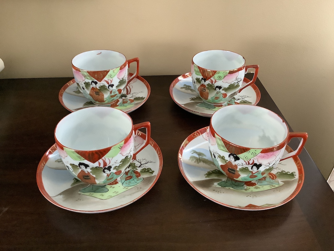 Japan Porcelain Geisha Tea Cups - Set of 4 - Etsy