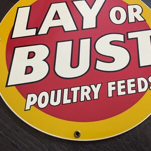 Vintage Porcelain Lay or Bust Poultry Feed Andre Rooney Sign - Etsy