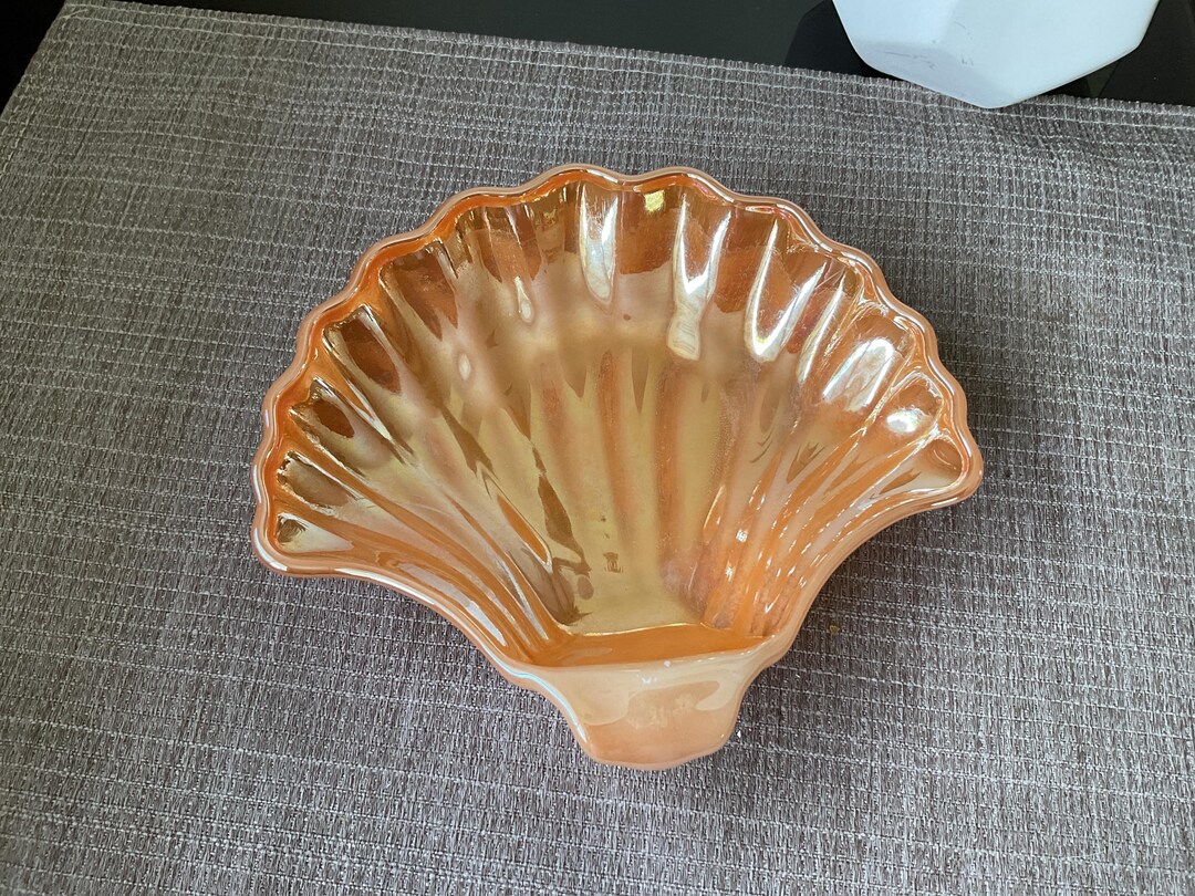 Clam Shell Dish Peach Lustreware Dish - Etsy