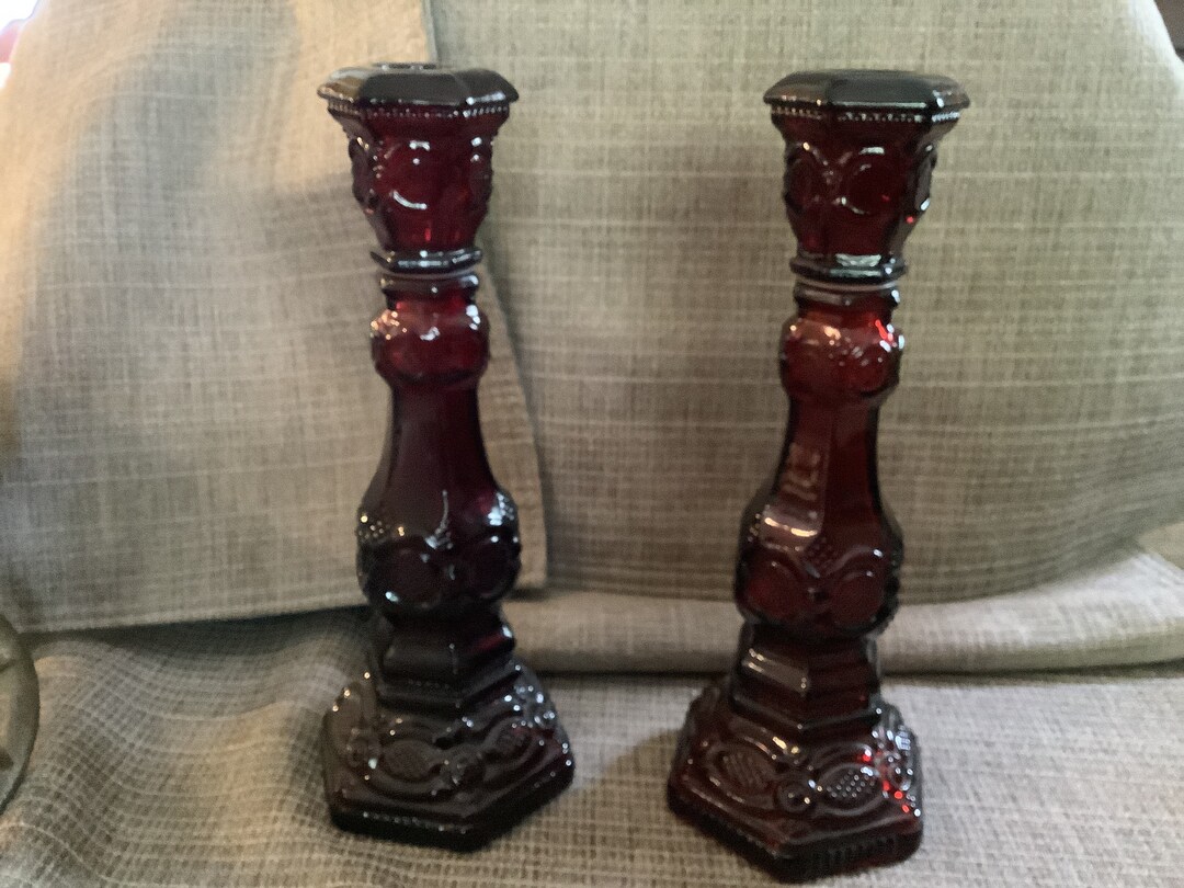 Ruby Red Candlesticks Avon Candlesticks Cape Cod Collection - Etsy