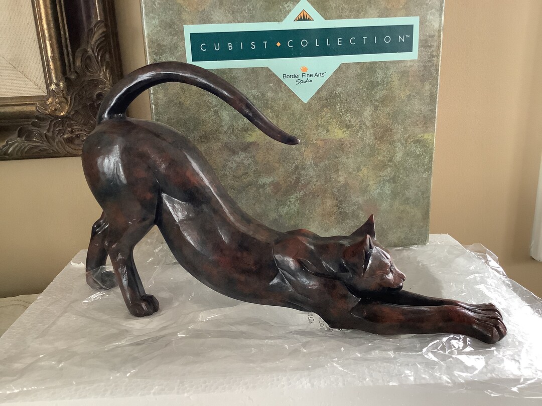 Border Fine Arts Cubist Stretching Cat Large Sculpture - Etsy