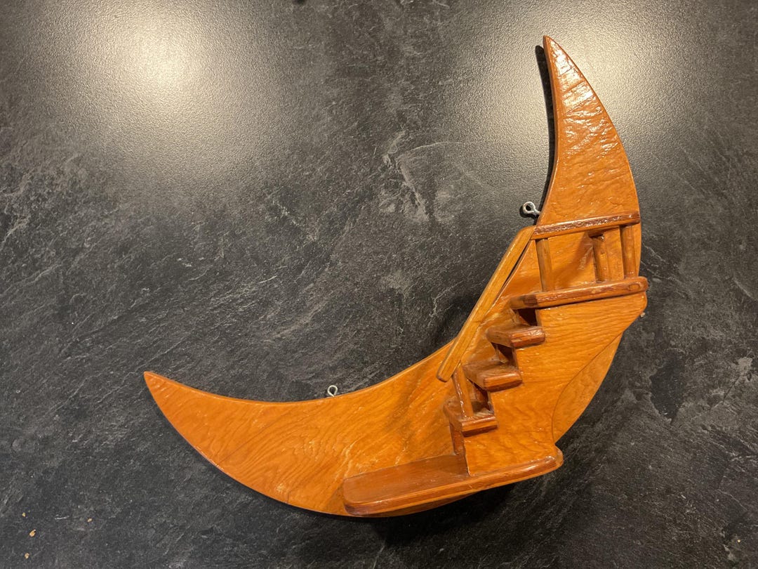 Vintage Wooden Crescent Moon Stair Shelf - Etsy