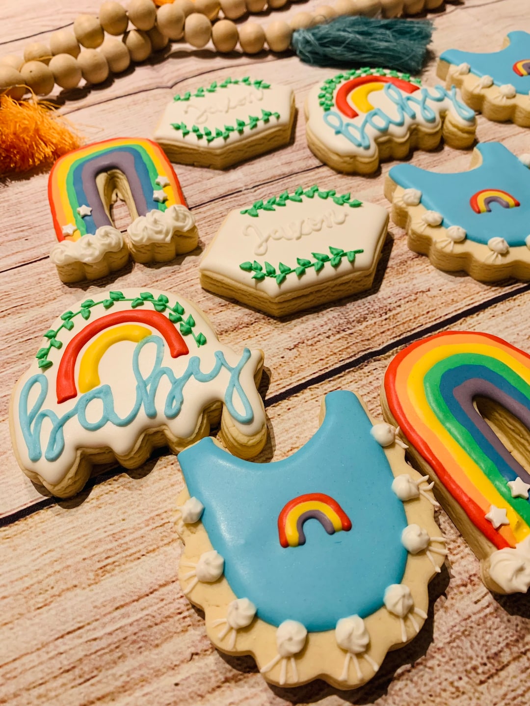Boho Rainbow Baby Shower Sugar Cookies - Etsy