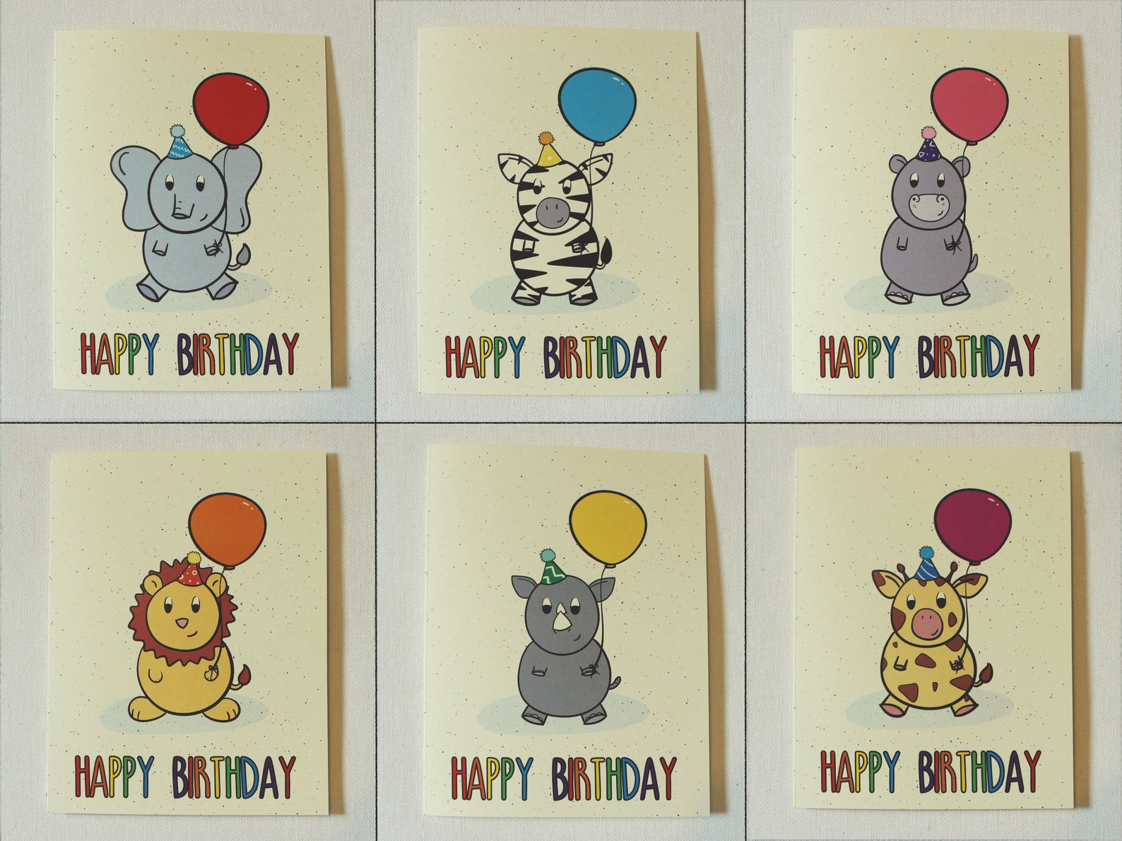 Birthday Cards Animal Birthday Card Pack Kids Happy | Etsy