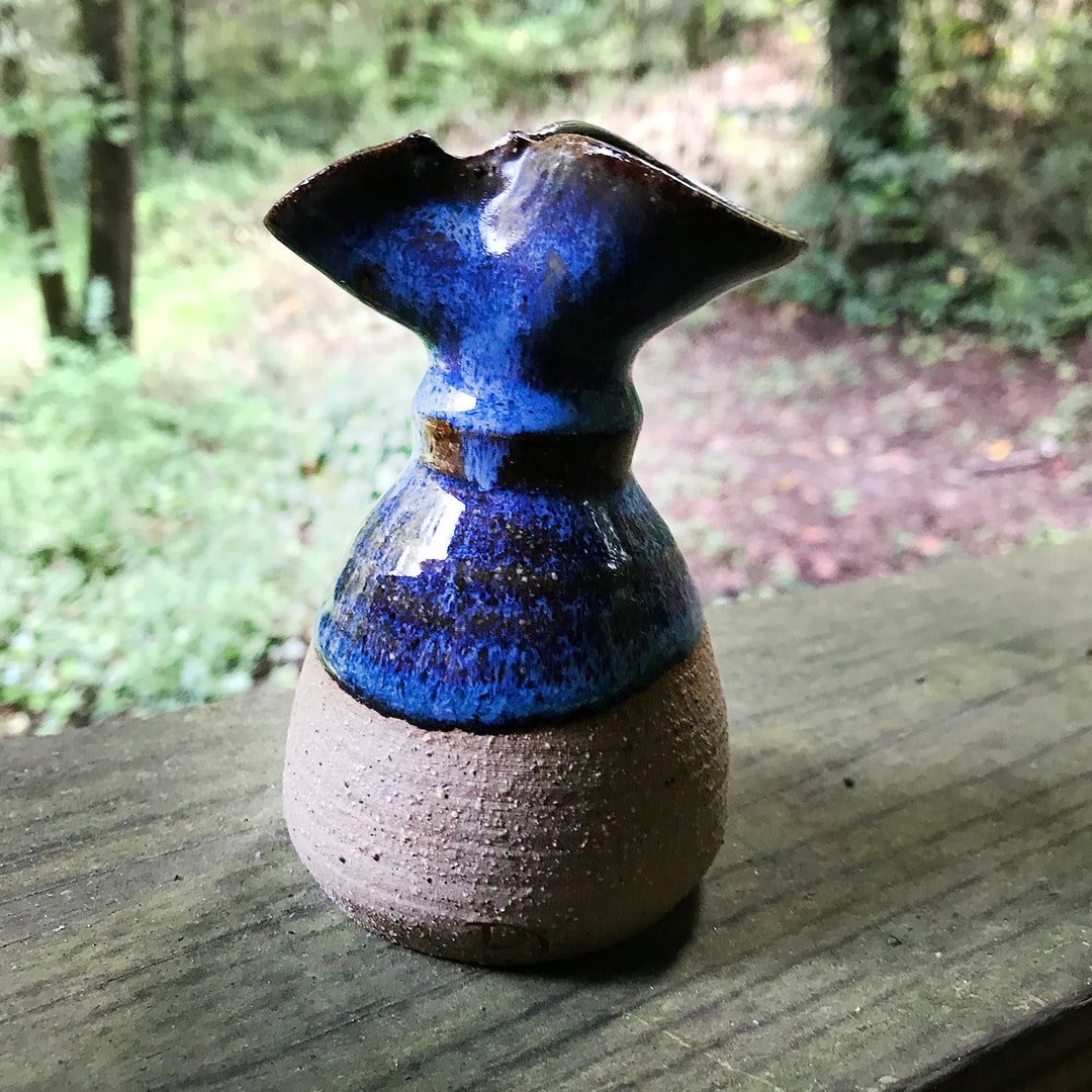 Bud Vase Vintage Pottery, Blue Glazed Ceramic Bud Vase, Small Vases ...