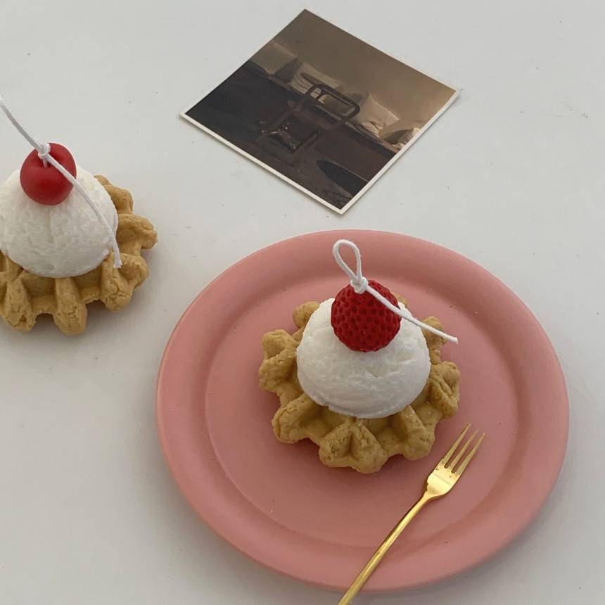 Waffle Candle Waffle and Ice Cream Candle/ Dessert Candle - Etsy