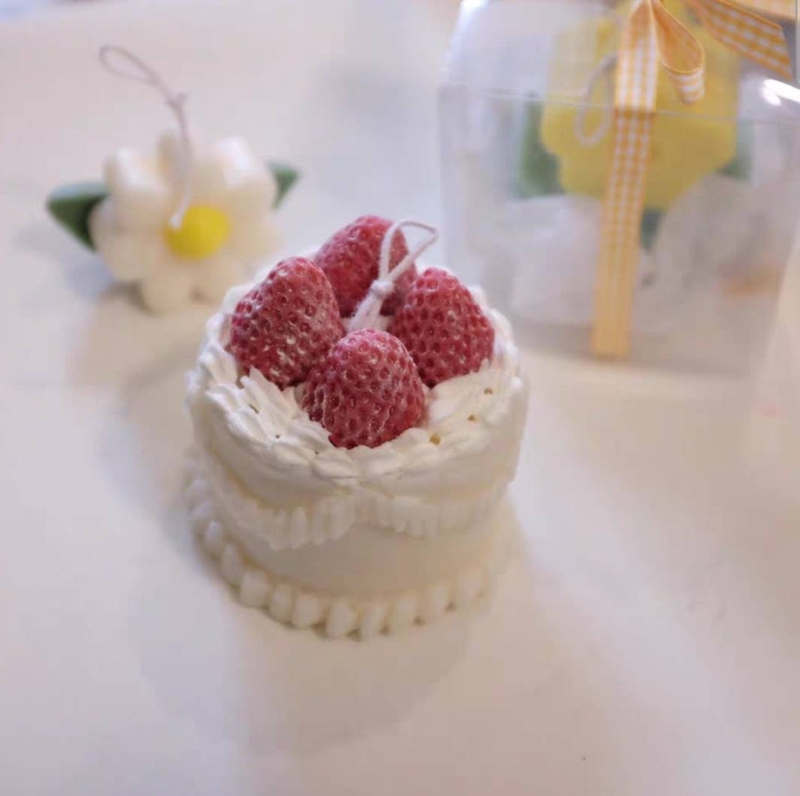 Strawberry Cake Candle Real dessert Candle 100% Nature Soy | Etsy