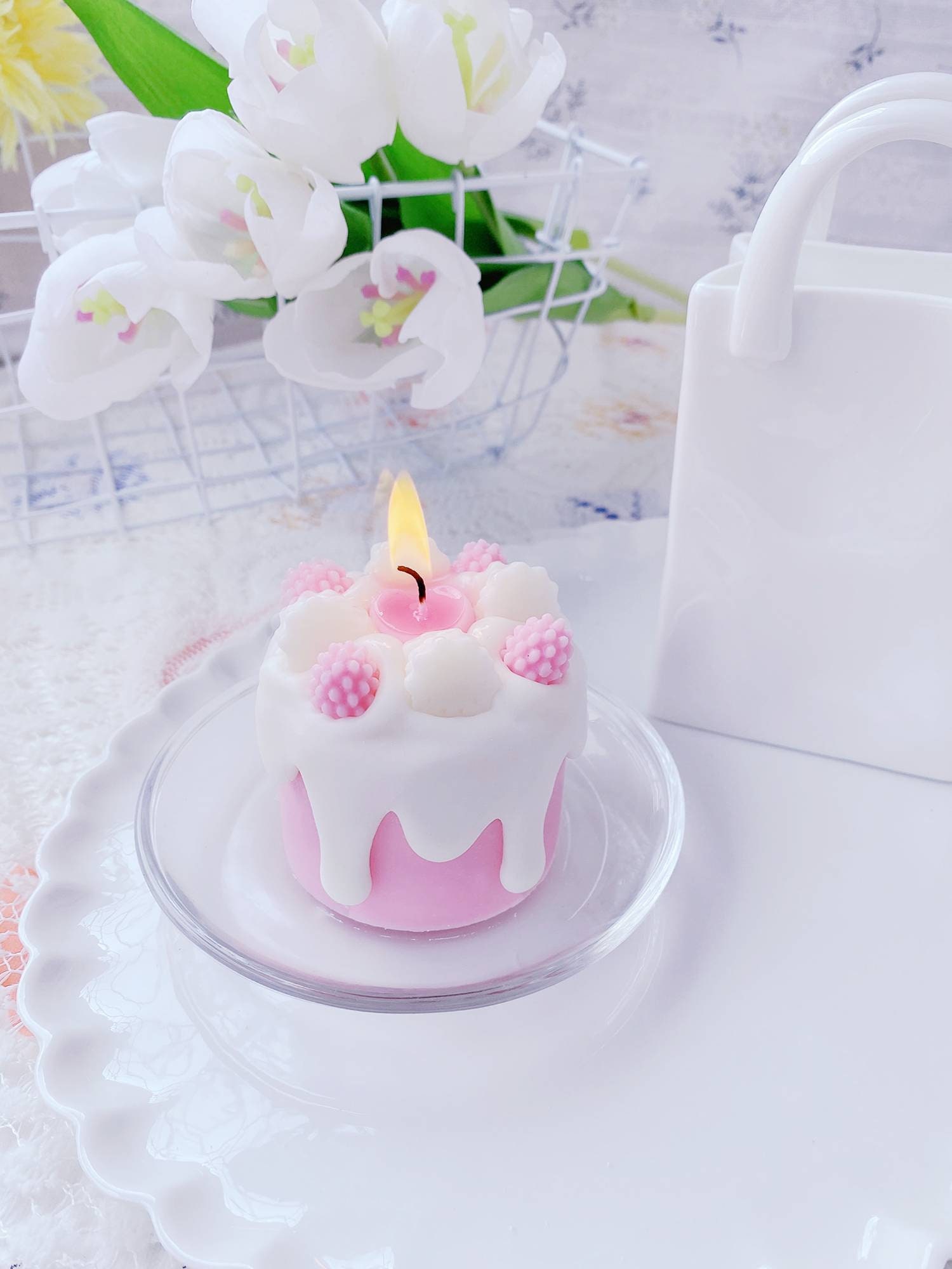 Berry and Sweet Heart Cake Candle Real Dessert Candle 100% - Etsy