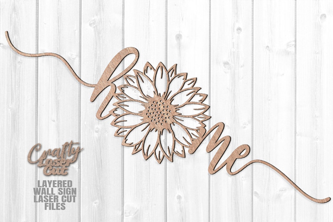 Home Sunflower Door Hanger SVG - Laser Cut Files - Sunflower SVG ...