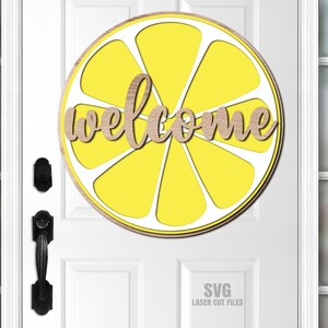 Lemon Door Hanger SVG - Laser Cut Files - Lemon SVG - Welcome Sign SVG ...