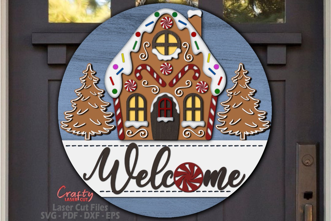 Gingerbread Door Hanger SVG - Laser Cut Files - Christmas SVG ...
