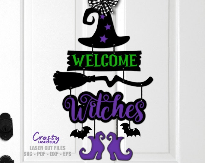 Round Welcome Sign, Halloween, Witch, SVG, Laser Cutting File - Etsy Canada