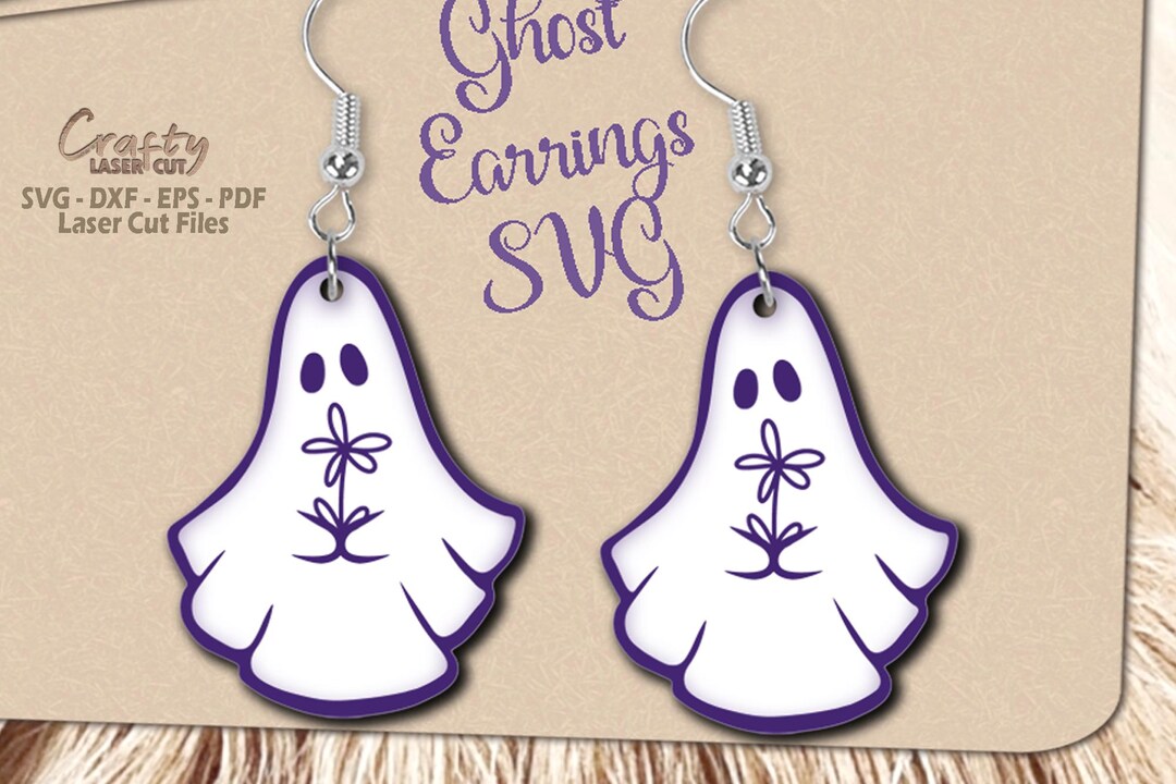 Ghost Earrings SVG - Cute Ghost Earrings SVG - Floral Ghost SVG - Laser ...