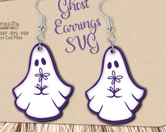 Ghost Earrings SVG - Halloween Earrings Svg - Halloween Dangle Earrings ...