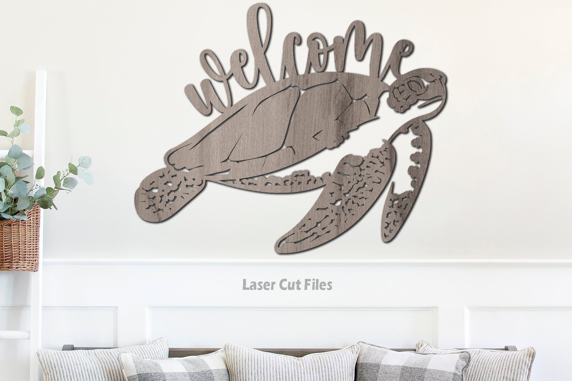 Turtle Door Hanger SVG - Laser Cut Files - Beach SVG - Turtle SVG ...
