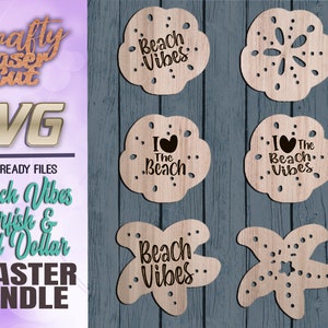 Beach Vibes Coaster SVG Laser Cut Files Bundle Glowforge Files 6 ...