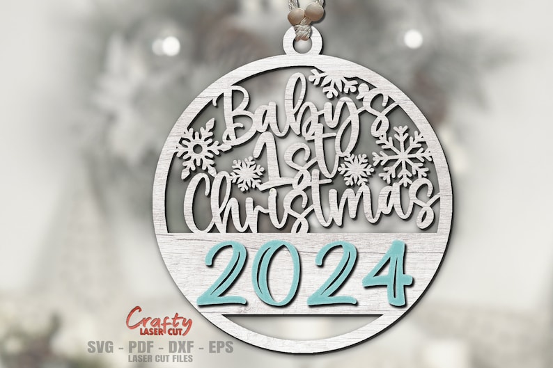 Babys First Christmas Ornament SVG Laser Cut Files, Snowflake SVG ...