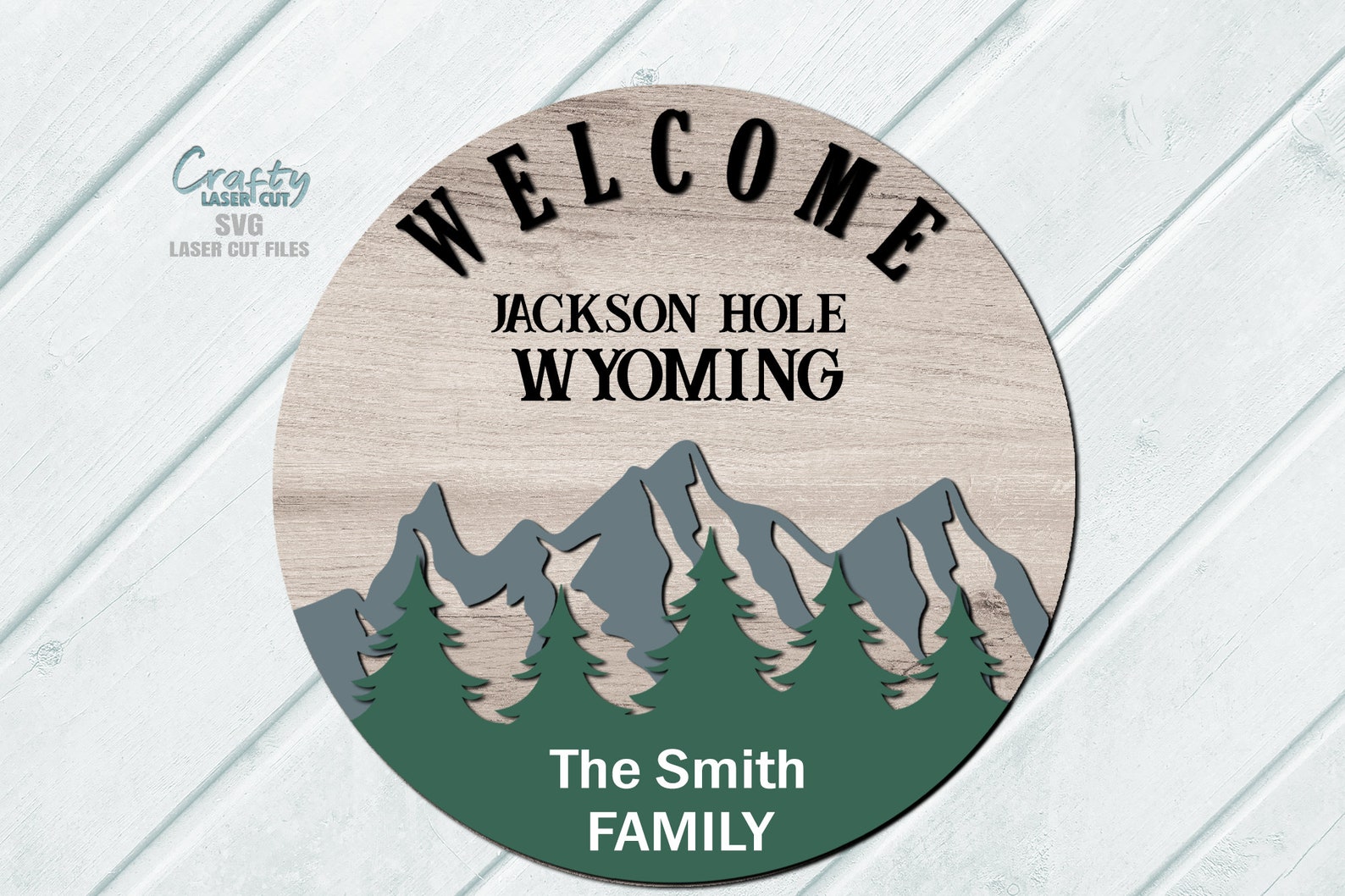 Mountain Welcome Sign SVG Laser Cut Files: Cabin Door Hanger SVG ...