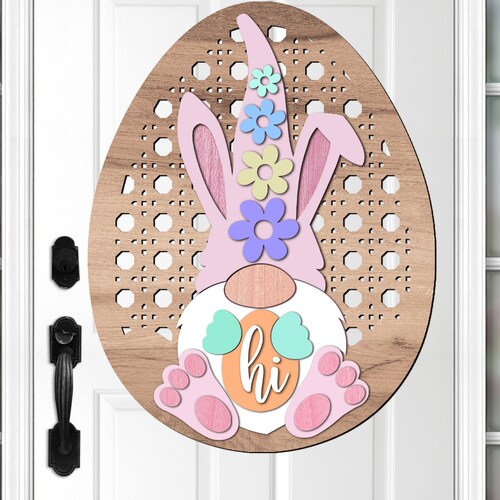 Spring Door Hanger Svg Laser Cut Files Gnome Svg Tulip Etsy