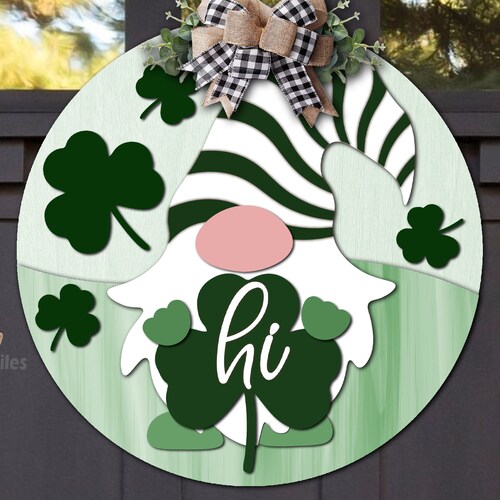 Lucky Sign Svg St Patricks Day Door Hanger Shamrock Welcome Etsy