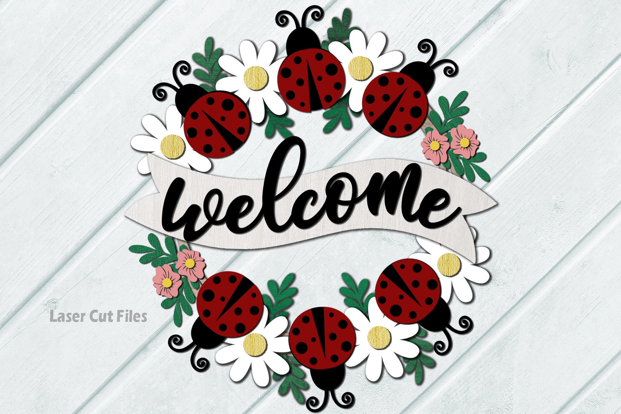 Ladybug Door Hanger SVG Laser Cut Files - Ladybug SVG - Daisy SVG ...