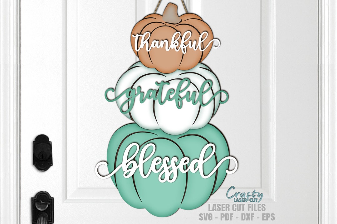 Stacked Pumpkin Door Hanger SVG Laser Cut Files: Fall Welcome Sign SVG ...