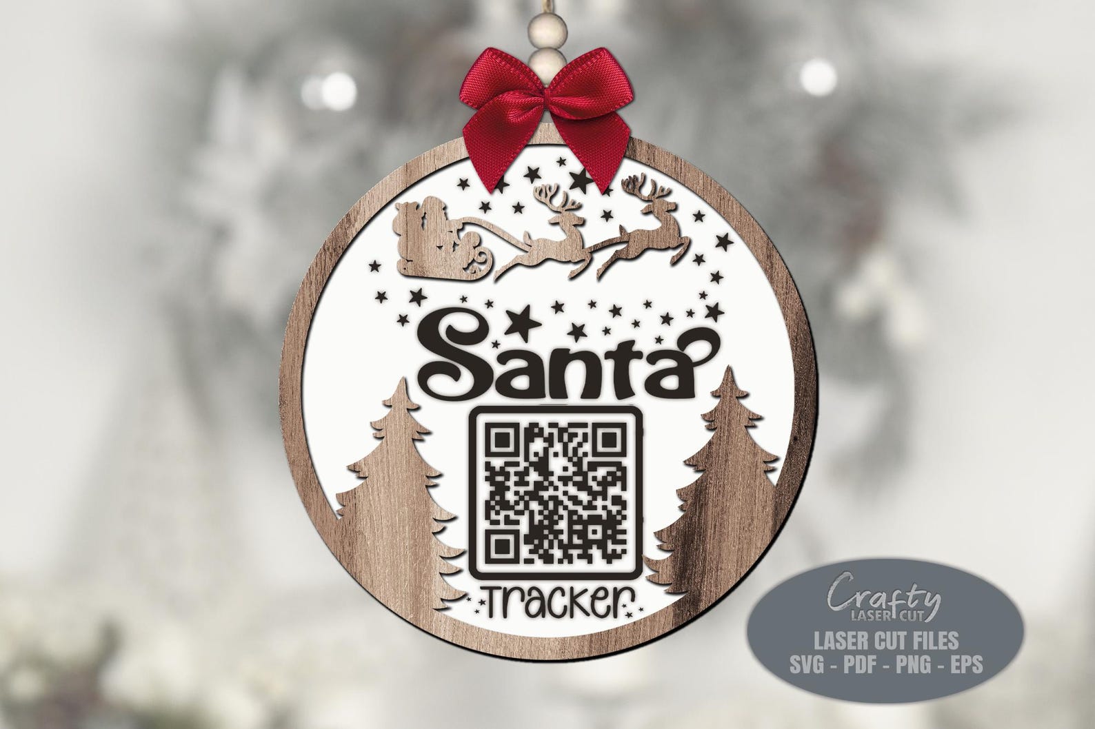 Santa Tracker Christmas Ornament SVG Laser Cut Files: Reindeer SVG ...