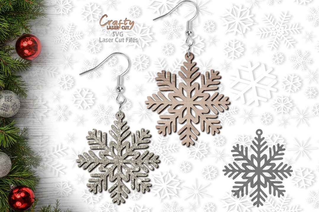 Snowflake Earring SVG Laser Cut Files: Winter and Christmas Earrings ...