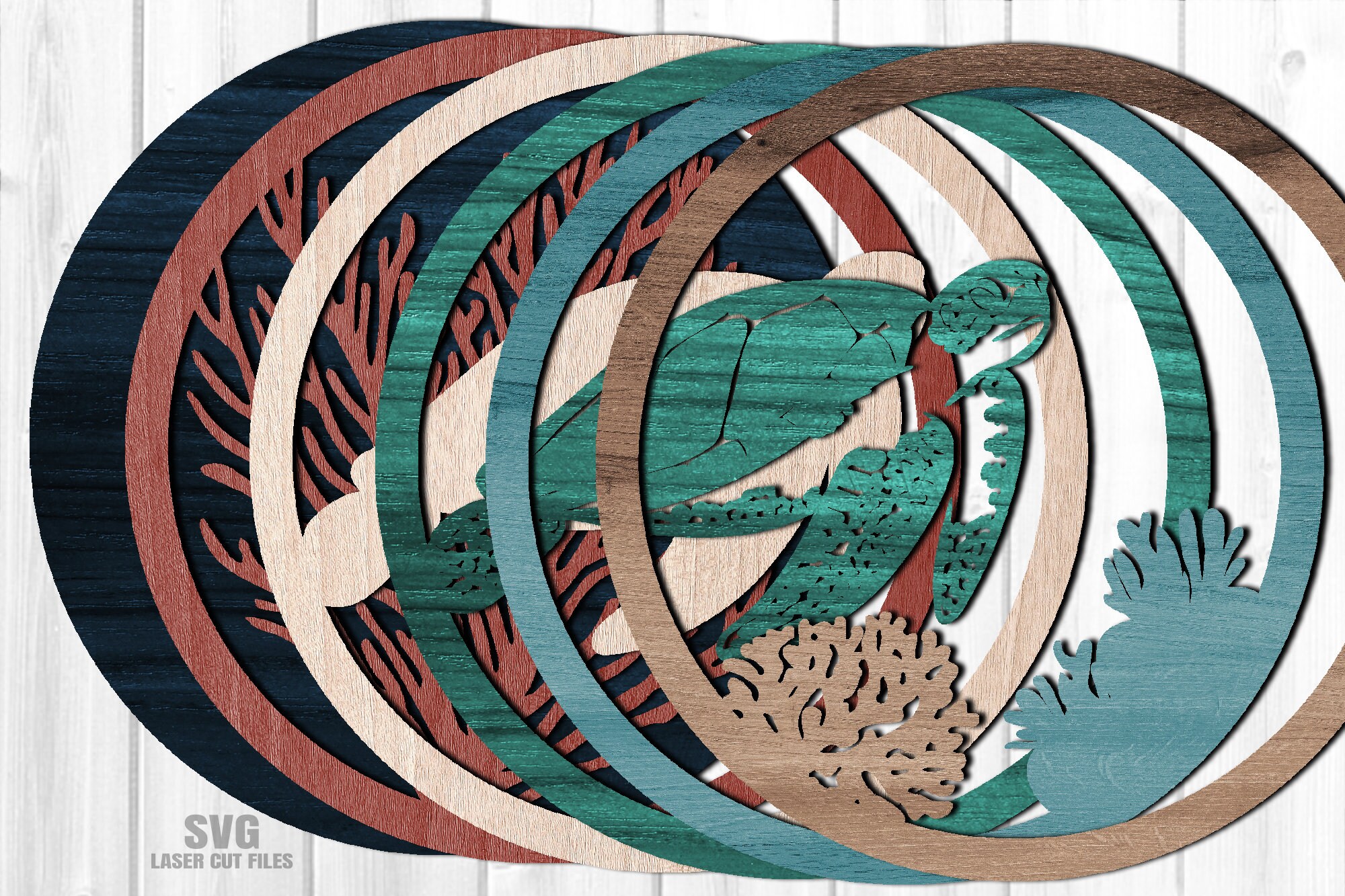 Turtle SVG Laser Cut Files Seascape Svg Beach SVG - Etsy