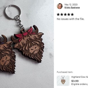 Highland Cow Keychain SVG - Laser Cut Files - Bandana SVG - Cow Head ...