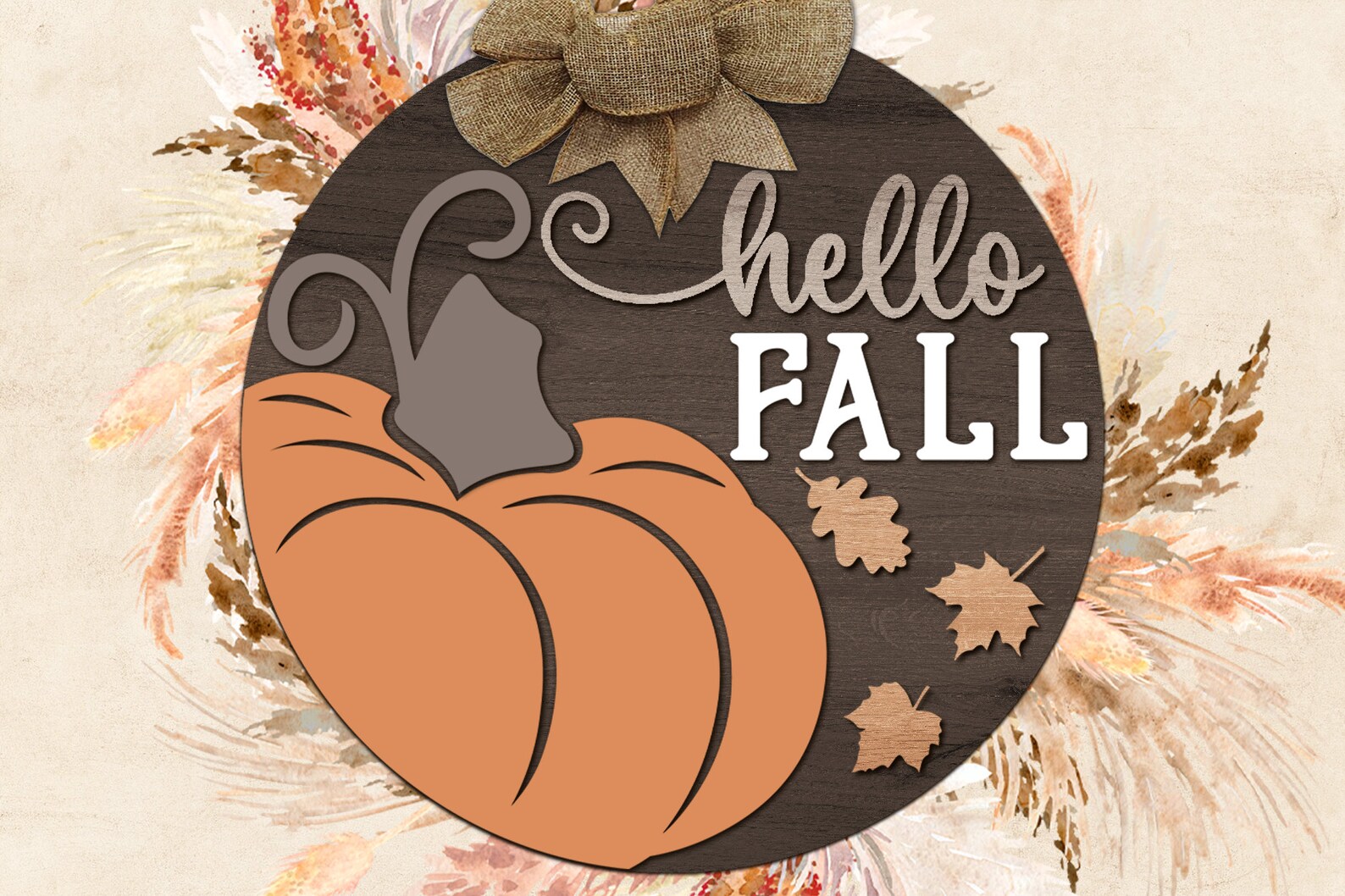 Hello Fall Door Hanger SVG Laser Cut Files Pumpkin SVG - Etsy