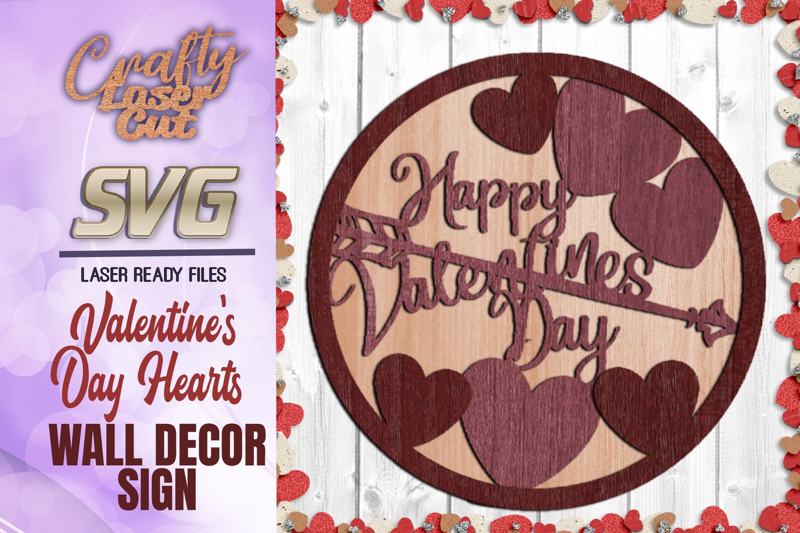 Personalized Valentine Layered Heart Round Svg Glowforge Files Etsy