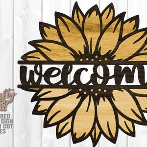 Sunflower Door Hanger SVG - Laser Cut Files - Sunflower SVG - Welcome ...