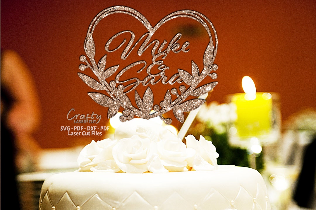 Wedding Cake Topper SVG Laser Cut Files Heart Svg - Etsy