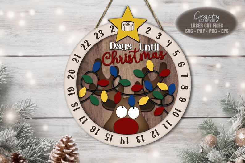 Christmas Countdown SVG, Reindeer SVG, Laser Cut Files, Days Until ...