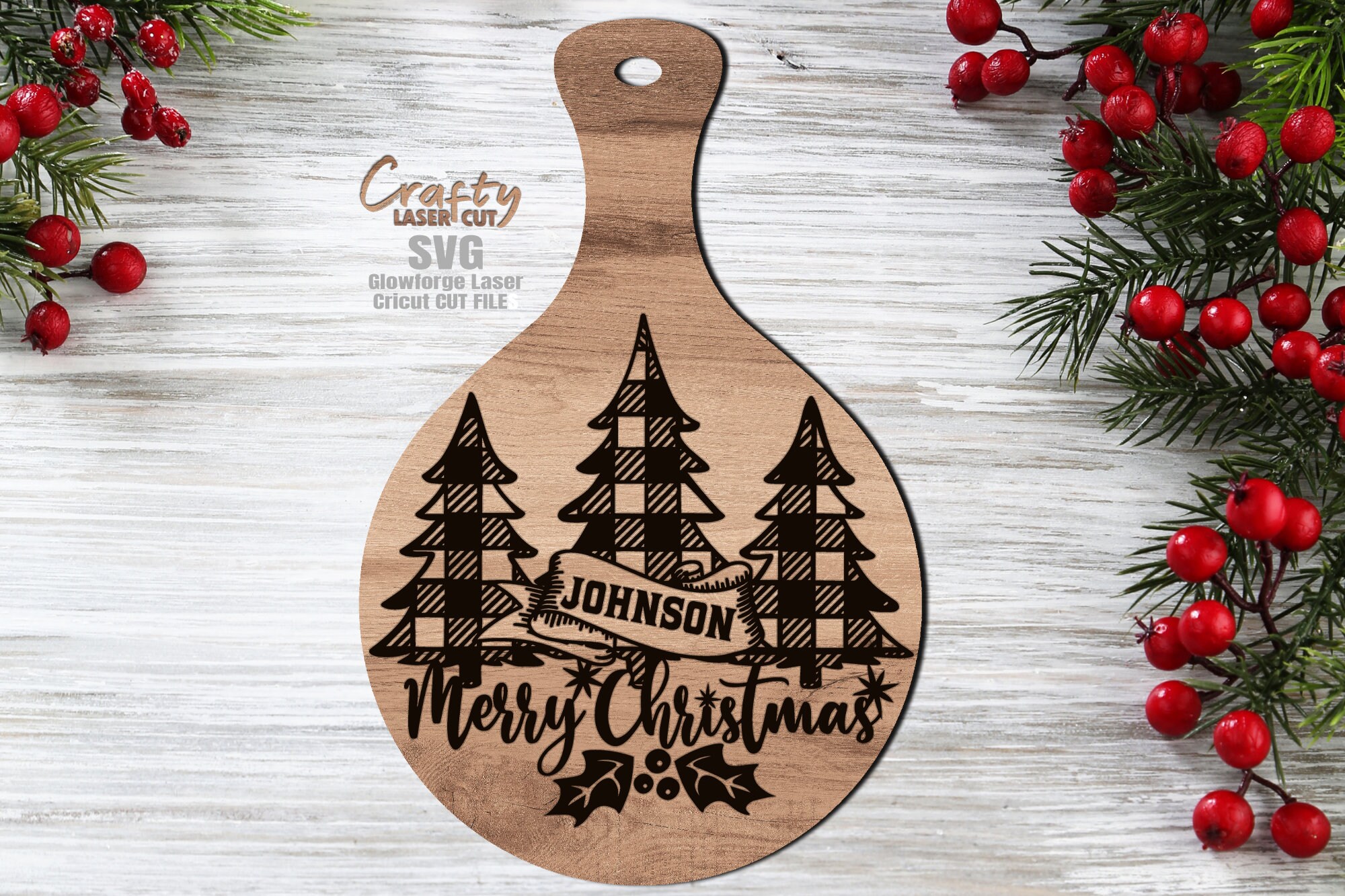 Cutting Board SVG Laser Cut Files Monogram SVG Christmas - Etsy