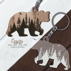 Bear Keychain SVG Bundle - Laser Cut Files - Bear SVG - Wildlife ...
