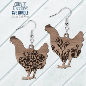 Chicken Earring SVG Bundle - Laser Cut Files - Chicken SVG - Chicken ...