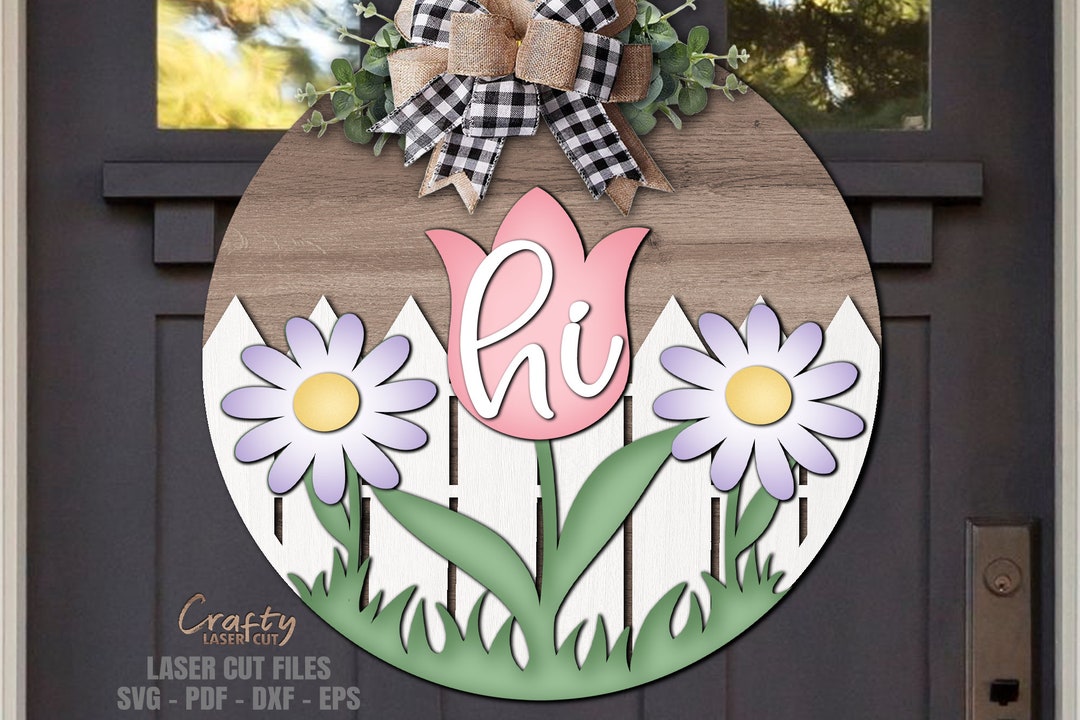 Spring Door Hanger SVG -laser Cut Files - Tulip Svg - Daisy Svg ...