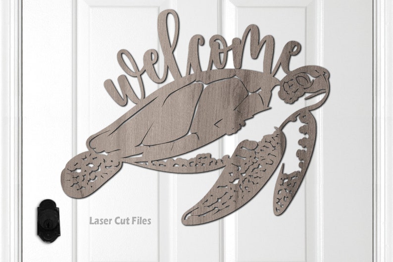 Turtle Door Hanger SVG - Laser Cut Files - Beach SVG - Turtle SVG ...