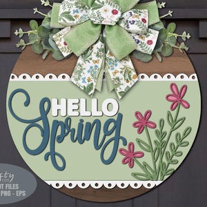 Spring Door Hanger SVG - Hello Spring SVG - Welcome Sign SVG - Laser ...