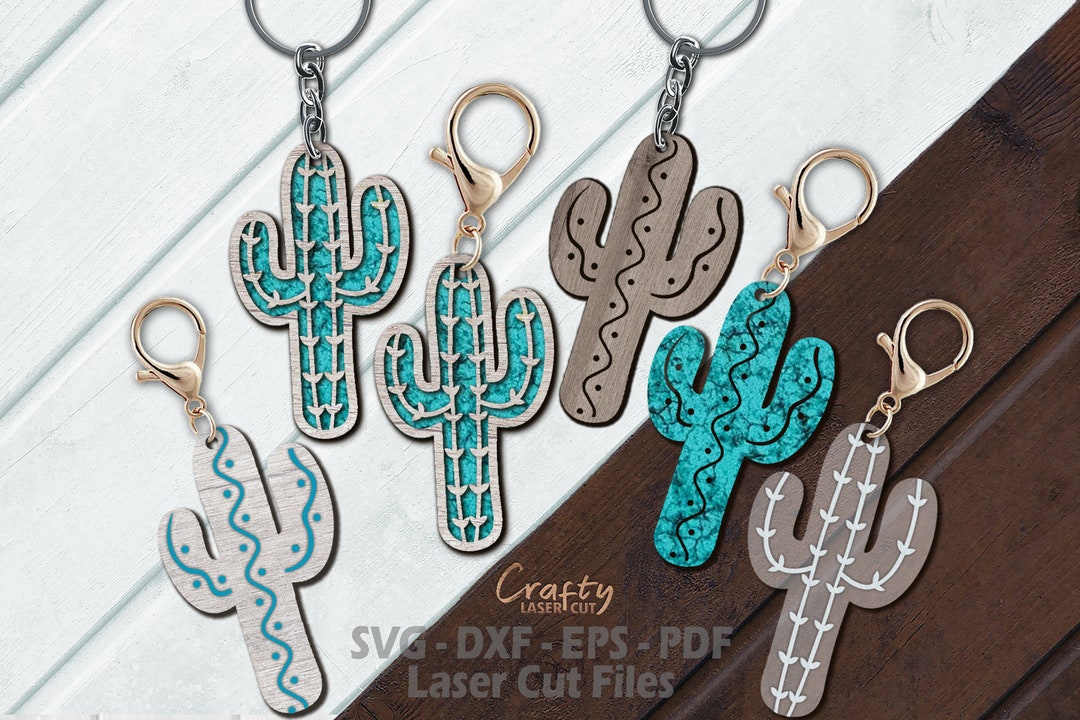 Cactus Keychain SVG - Laser Cut Files - Succulent SVG - Cactus Svg ...