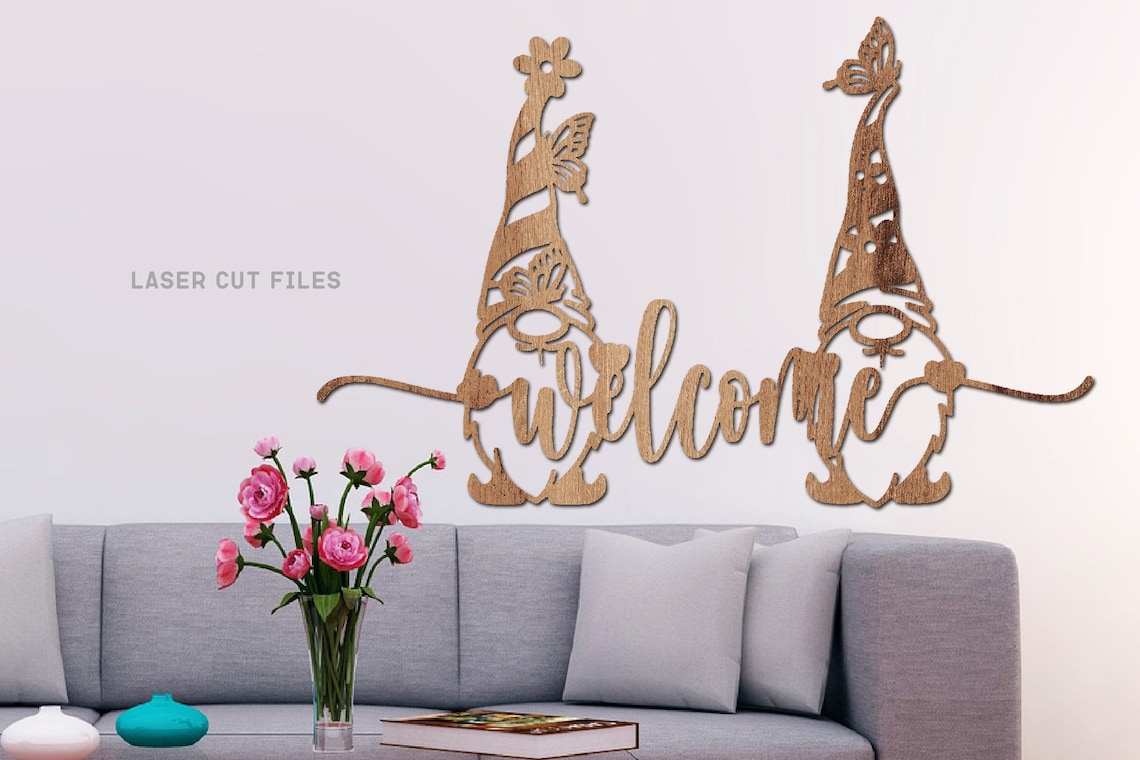 Gnome Welcome Sign SVG Glowforge Files Laser Cut Files - Etsy