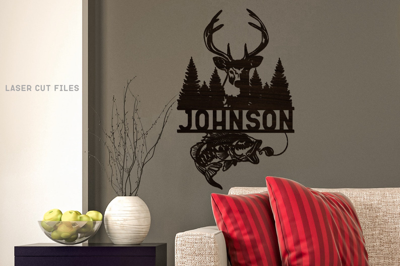 Monogram Buck Bass SVG Laser Cut Files Buck Sign Laser File - Etsy