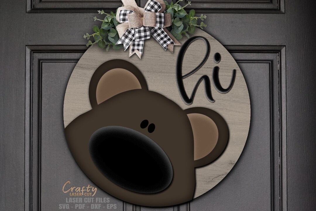 Bear Door Hanger SVG - Laser Cut Files - Bear SVG - Paw SVG - Camping ...