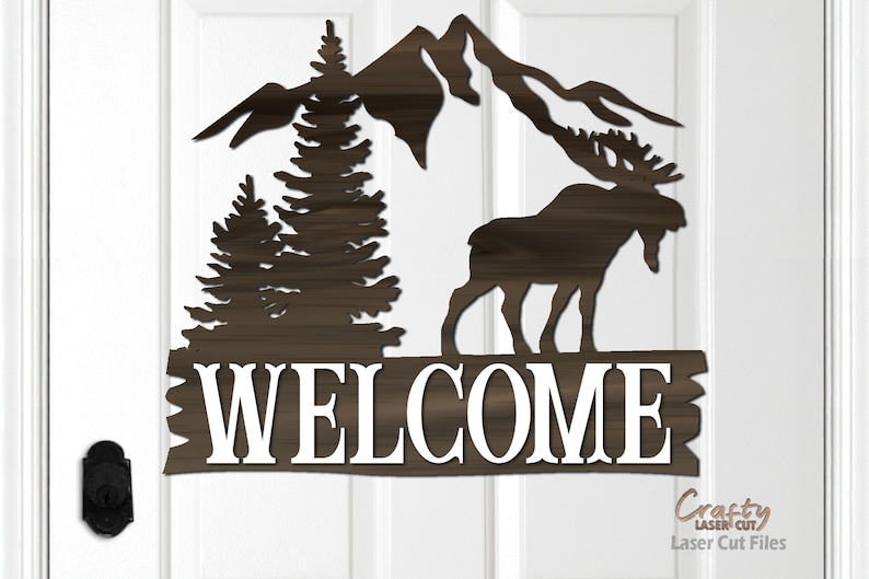 Moose Door Hanger SVG Laser Cut Files Moose SVG Welcome - Etsy