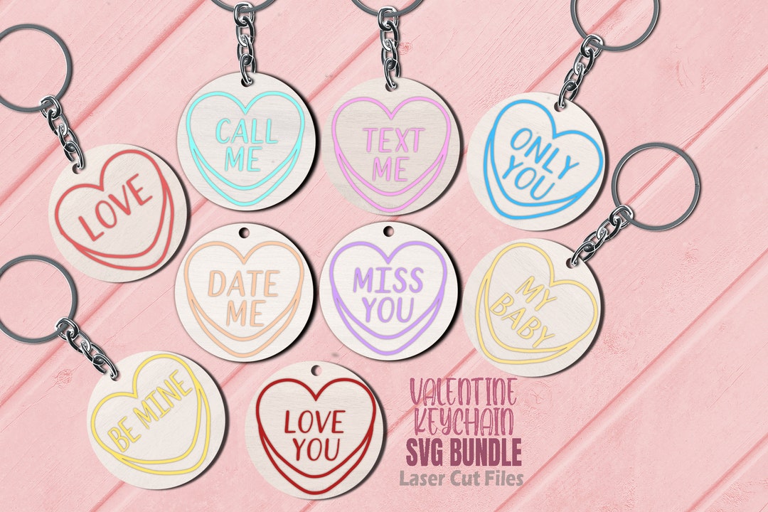 Valentine Candy Heart Keychain SVG Laser Cut Files Candy Heart SVG Be ...