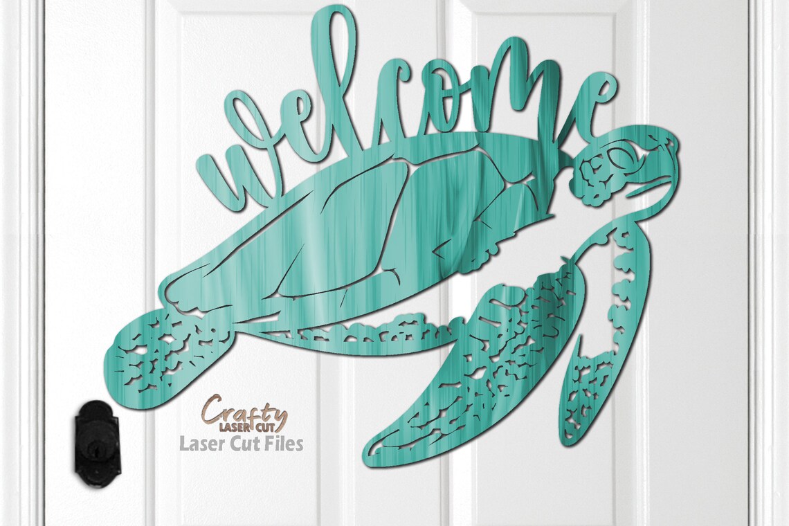 Turtle Door Hanger SVG - Laser Cut Files - Beach SVG - Turtle SVG ...
